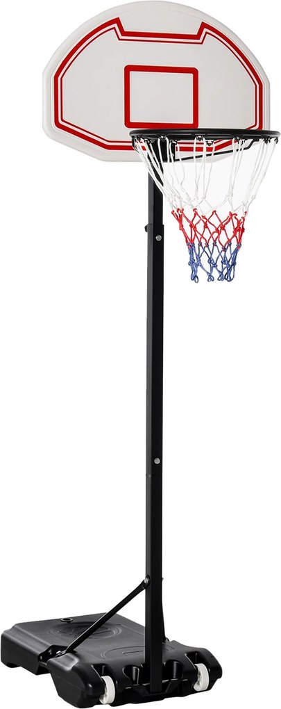 HOMCOM Přenosný Basketbalový Koš venkovní s koly, Nastavitelná výška 155-210 cm, Přenosný basketbalový stojan s koly, Přenosný basketbalový koš PE + O