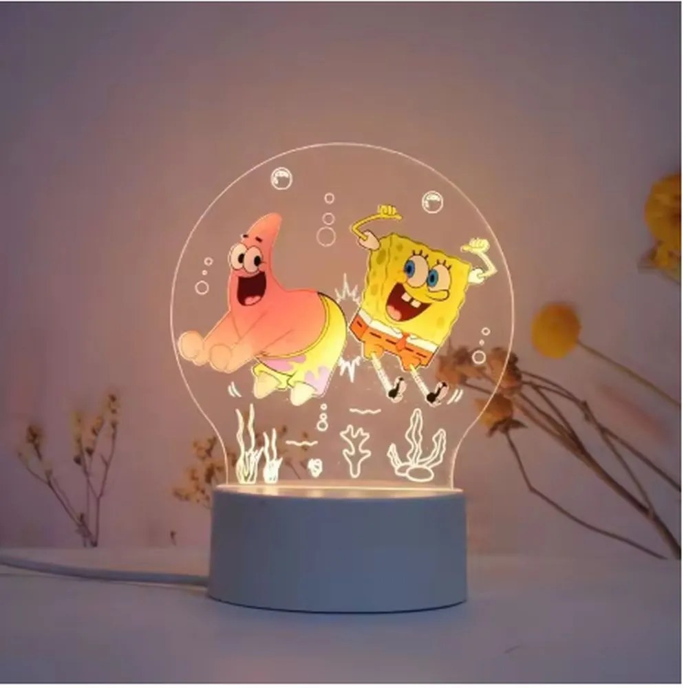 Stolní LED lampa s motivem "Spongebob" - 8 variant obrázků Varianta: 1 Spongebob a Patrik