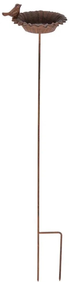 Zapichovací napajedlo pro ptáky Blossom, 76x13,5 cm, litina, hnědá