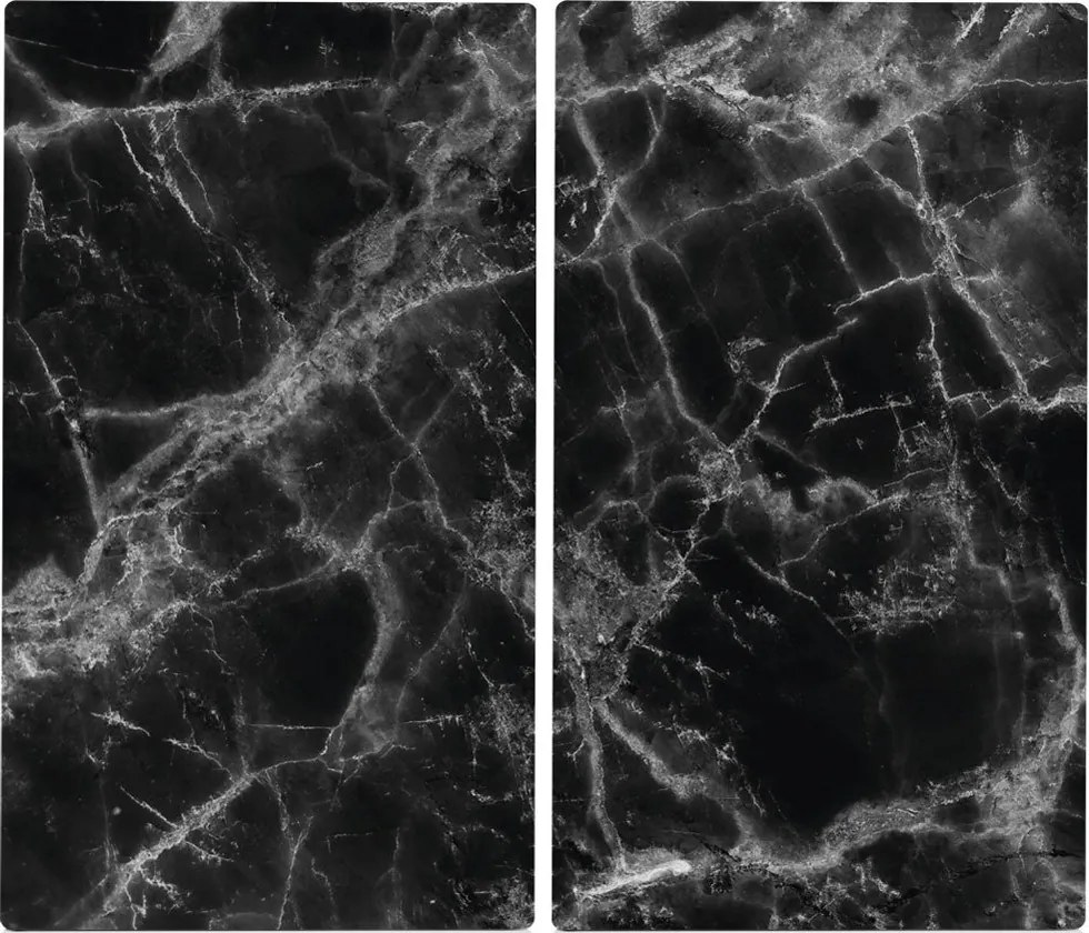 Ochranné skleněné panely MARBLE na sporáky – 2 ks, ZELLER, černé