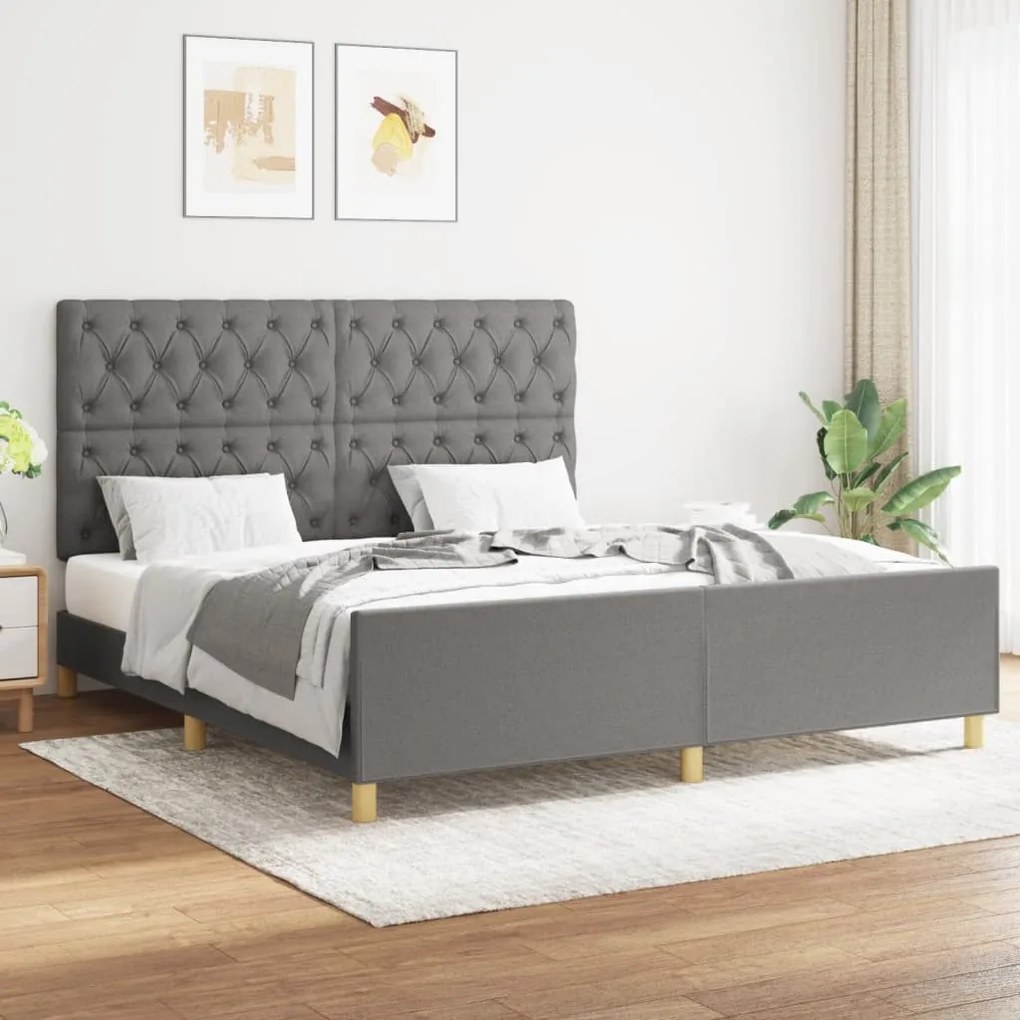 Rám postele bez matrace tmavě šedý 160 x 200 cm textil 3125309