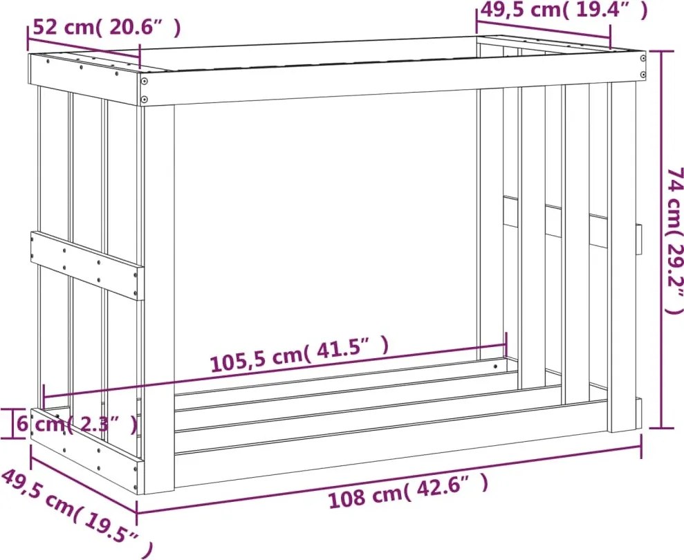 vidaXL Venkovní stojan na dřevo 108x52x74 cm masivní borovice [822631] Barva: Bílá