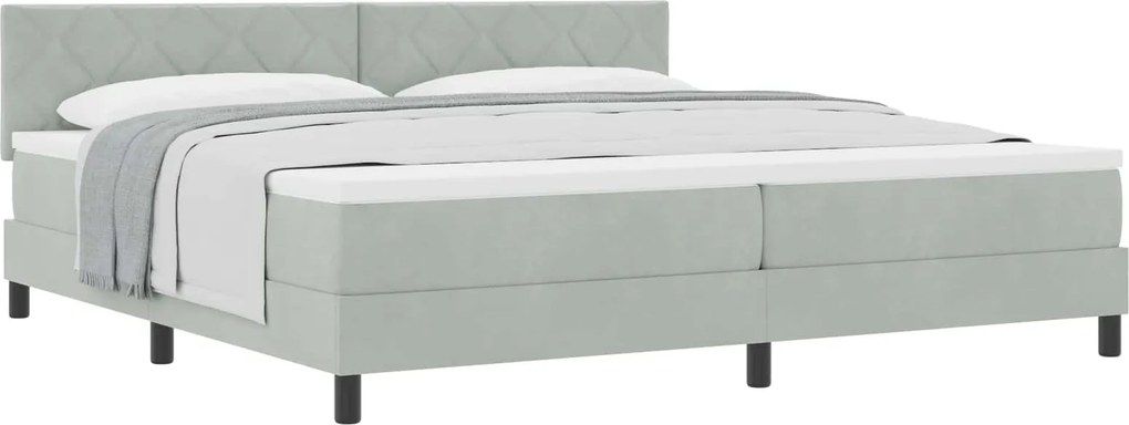 Postel s boxspringem s čelo Světle šedá 200 x 200 cm samet 3339260