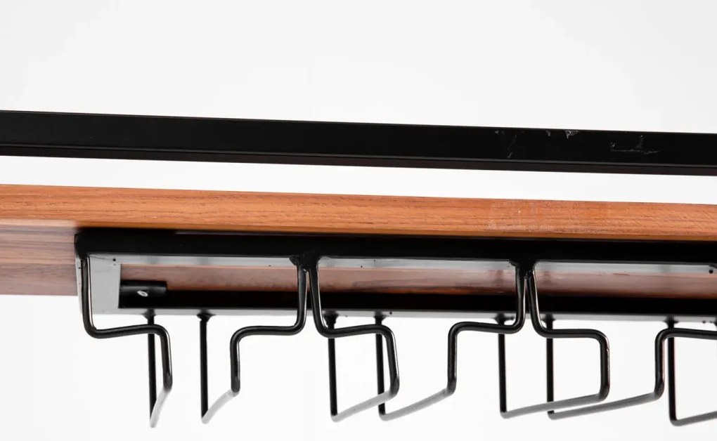 furniture-nabytek.cz - Masivní závěsná police Arvello z kovu a dřeva, lakovaná, hnědá – 80 cm