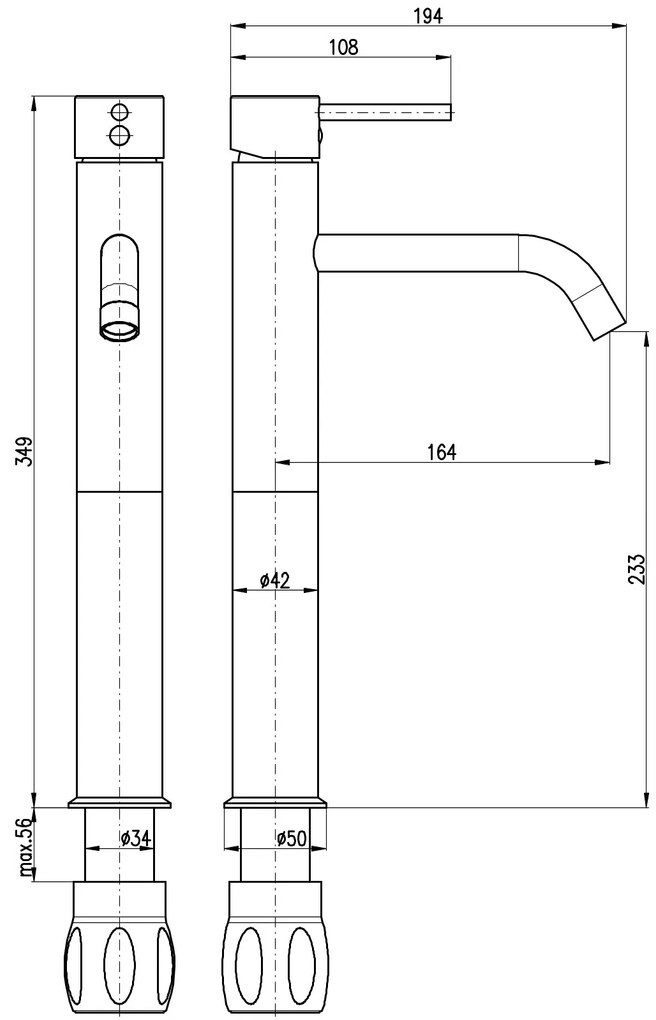 Slezák - RAV Umyvadlová vysoká baterie bez výpusti SEINA - SE923.x, Chrom Připojovací hadičky - závit: 3/8"