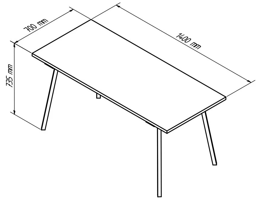 Wuders Pracovní stolek Irving s masivní dubovou deskou 1200 x 700 mm