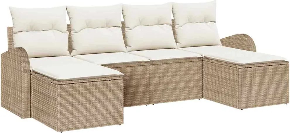 Set pohovek 6 ks Béžová a bílá polyratan 3354820