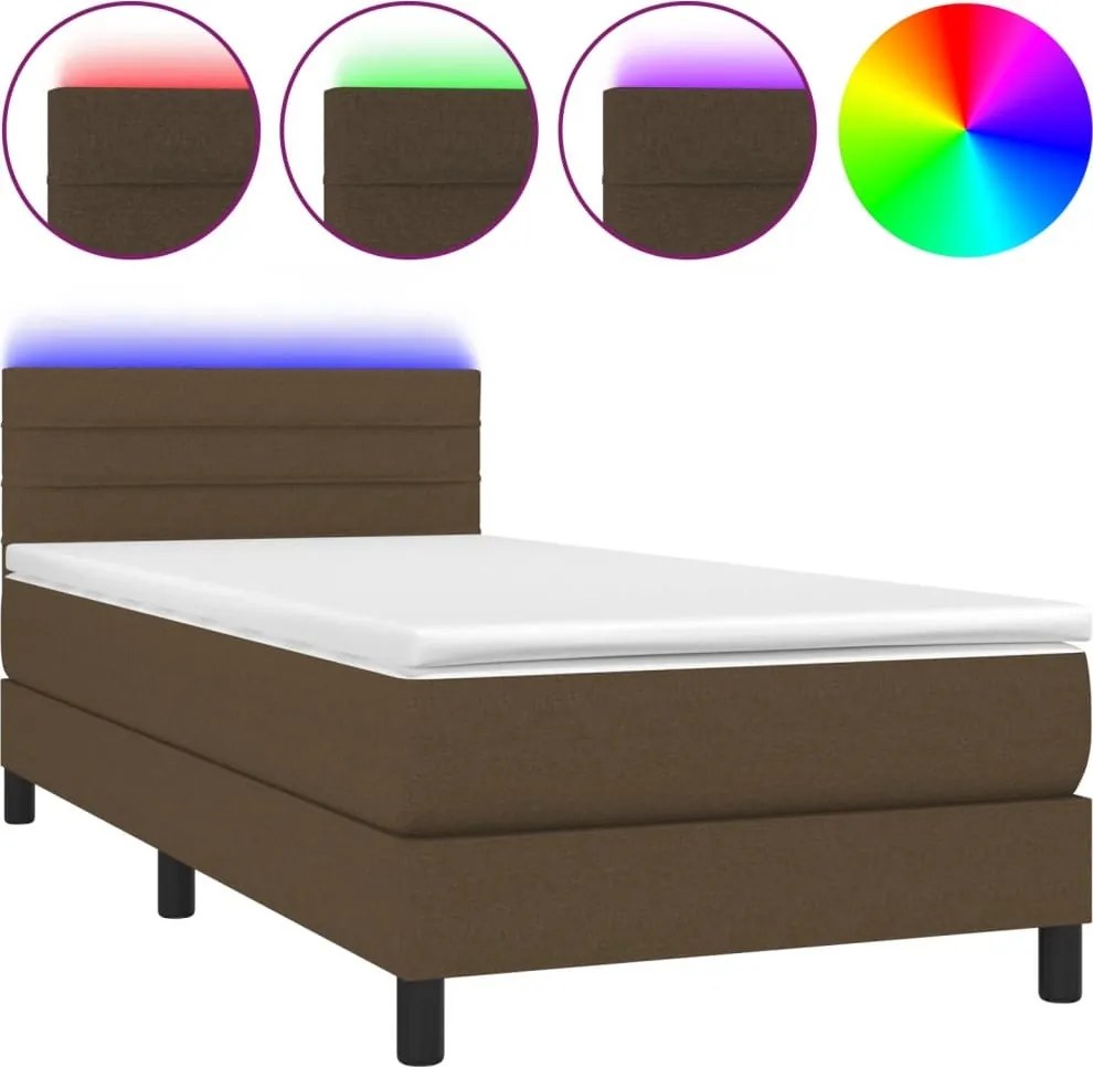 vidaXL Box spring postel s matrací a LED 90x200 cm textil [3133208] Barva: Černá