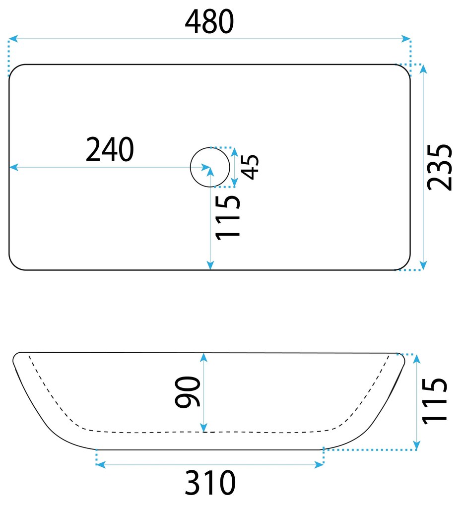 Umyvadlo na desku REA MARIA bílé