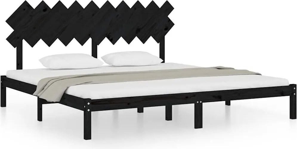 Rám postele černý 200 x 200 cm masivní dřevo 3104892