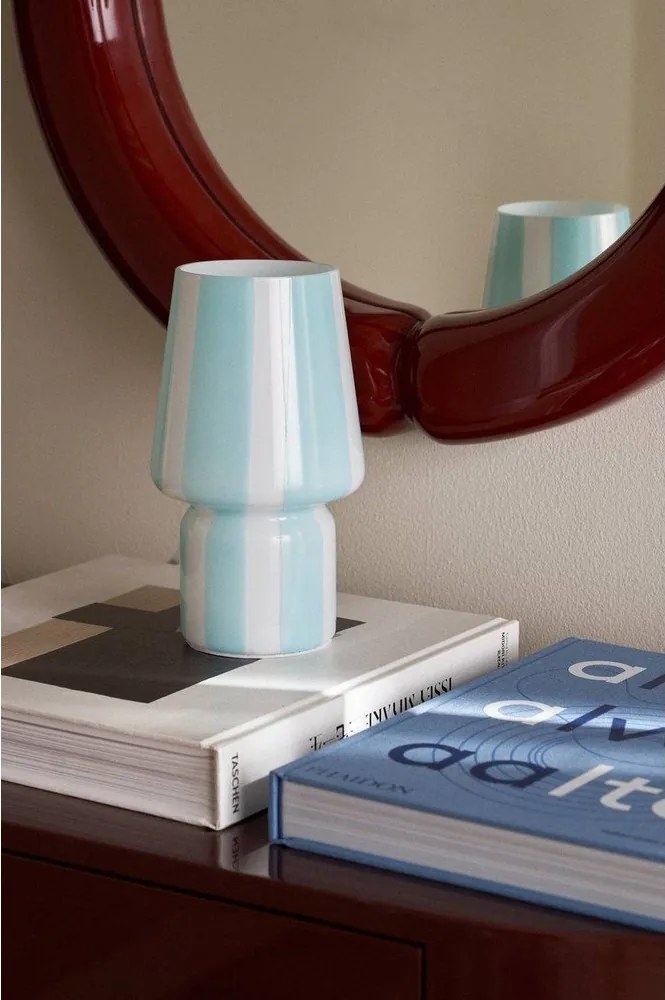 Bílá/modrá skleněná stolní lampa (výška 21,5 cm) Carlo – Ellos Home