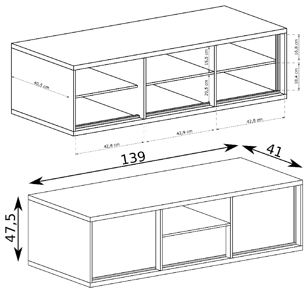 Mediolan - TV stolek M12 - natural hikora + dekorační deska