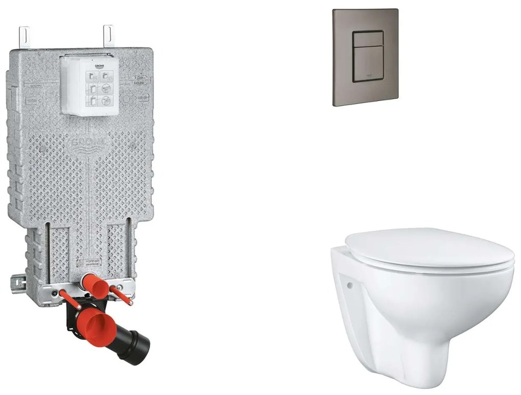 Grohe Uniset - Set předstěnové instalace, klozetu, sedátka SoftClose a tlačítka Skate Cosmopolitan, kartáčovaný Hard Graphite SANI15BB5102