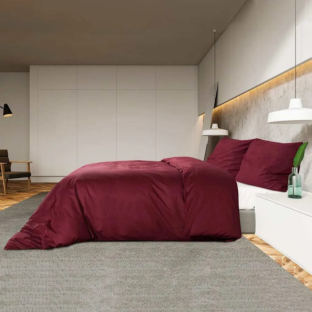 Sada ložního prádla bordó 200 x 200 cm lehké mikrovlákno 136040