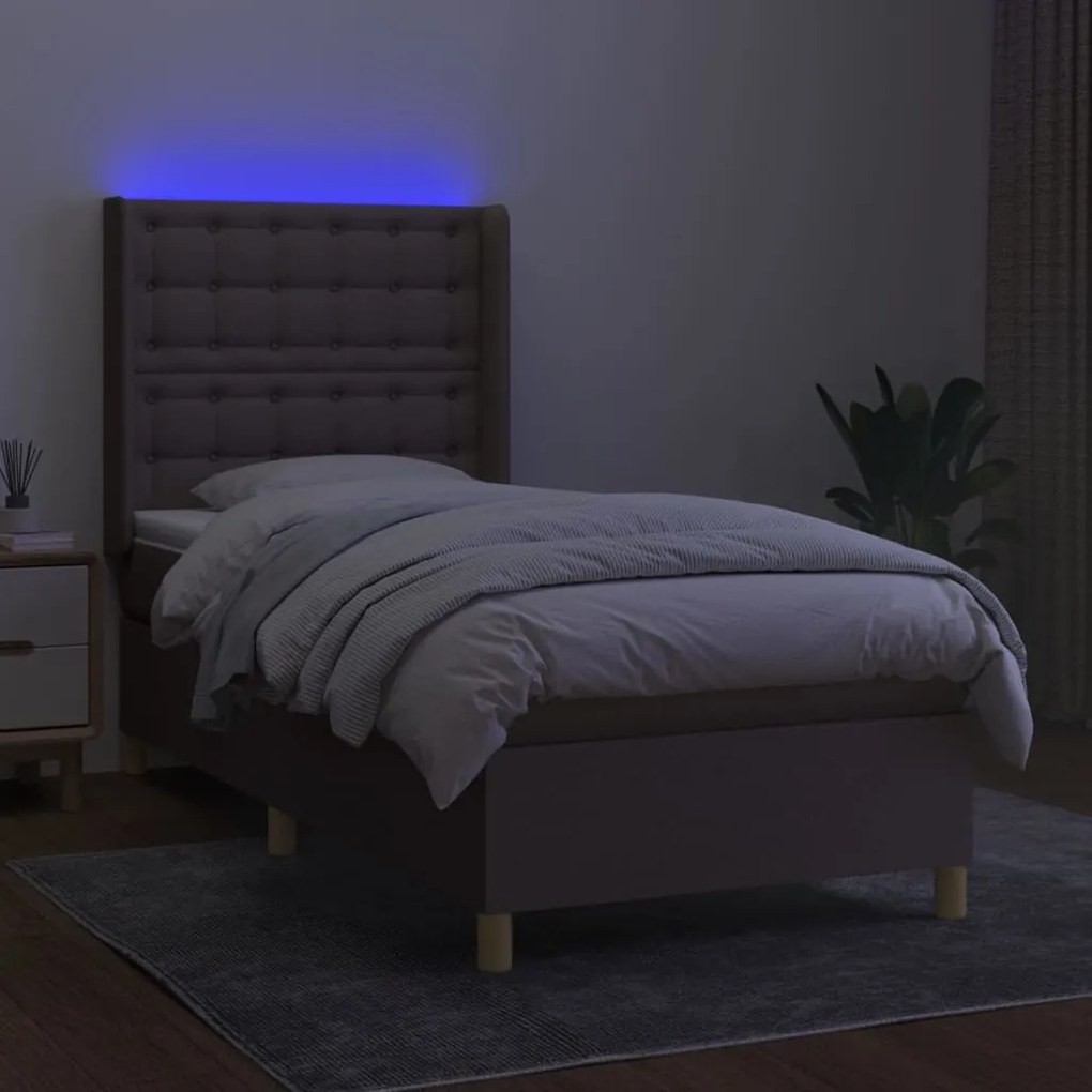 Box spring postel s matrací a LED taupe 80 x 200 cm textil 3139153