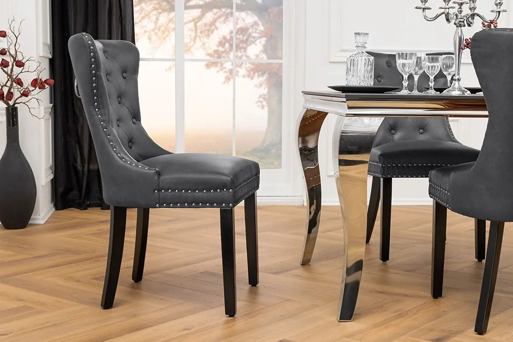 Designová židle Queen černo-šedá ekokůže