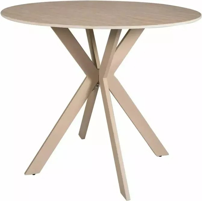 Kulatý jídelní stůl TALIA 90 cm s keramickou travertinovou deskou, béžový