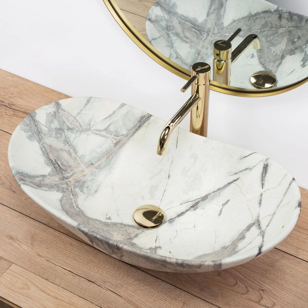 Rea Royal Sand, umyvadlo na desku 62x37x16 cm, imitace kamene, REA-U6502