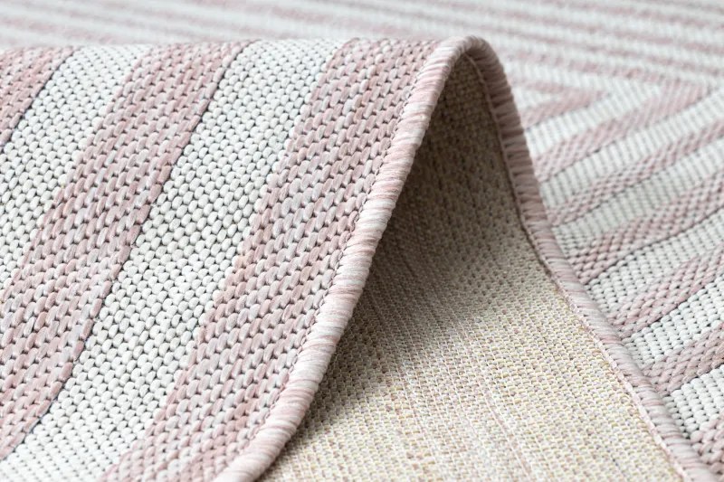 Dywany Łuszczów, Kusový koberec Sion Sisal Labirinth 22376 pink/ecru – na ven i na doma, 80x150, růžová, chodba / předsíň