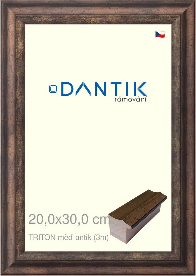 DANTIK rámeček 20x30 | TRITON měď antik (Sklo Čiré)