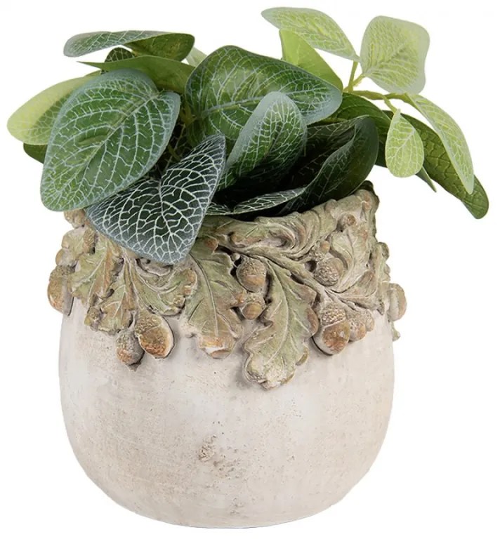Cementový květináč s plastickými žaludy Terazzo I S – 15x13 cm