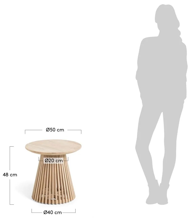 Kulatý odkládací stolek z teakového dřeva ø 50 cm Irune – Kave Home