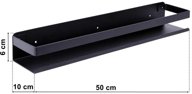 Nástěnná police MEGARA 50 cm černá