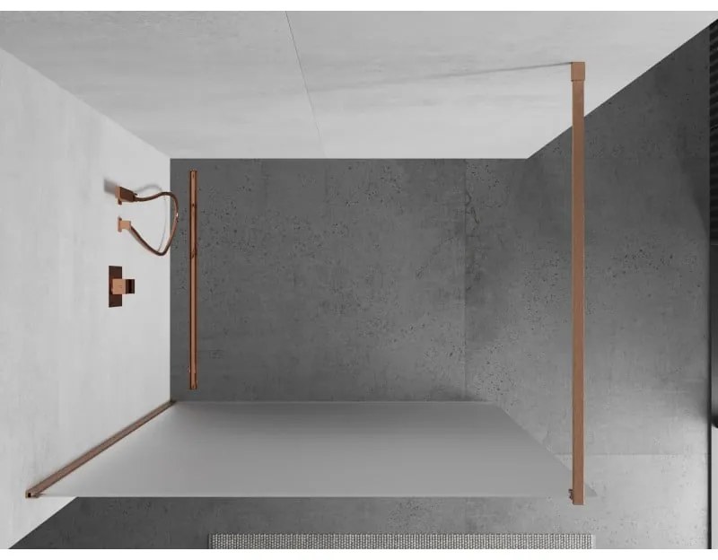 Mexen Kioto, sprchová zástěna Walk-In 130 x 200 cm, 8mm sklo námraza, měděný matný profil, 800-130-101-65-30