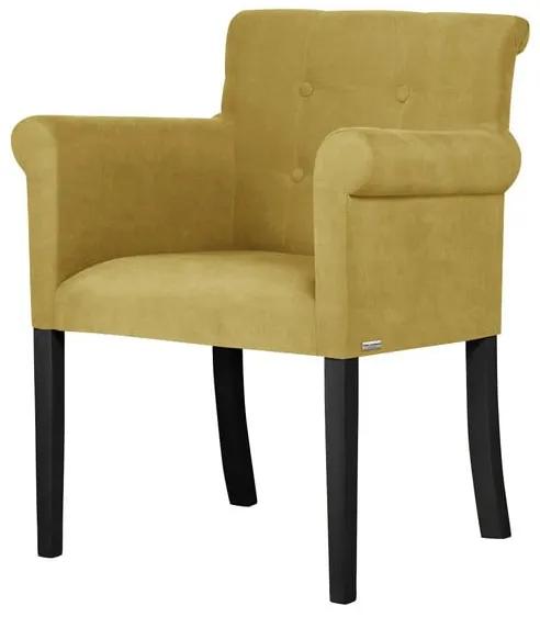 Žlutá židle s černými nohami z bukového dřeva Ted Lapidus Maison Flacon