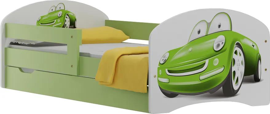Dětská postel GREEN CARS Rozměr: 160x80, Matrace: Bez matrace, Barevná kombinace: FIALOVÁ / BÍLÁ