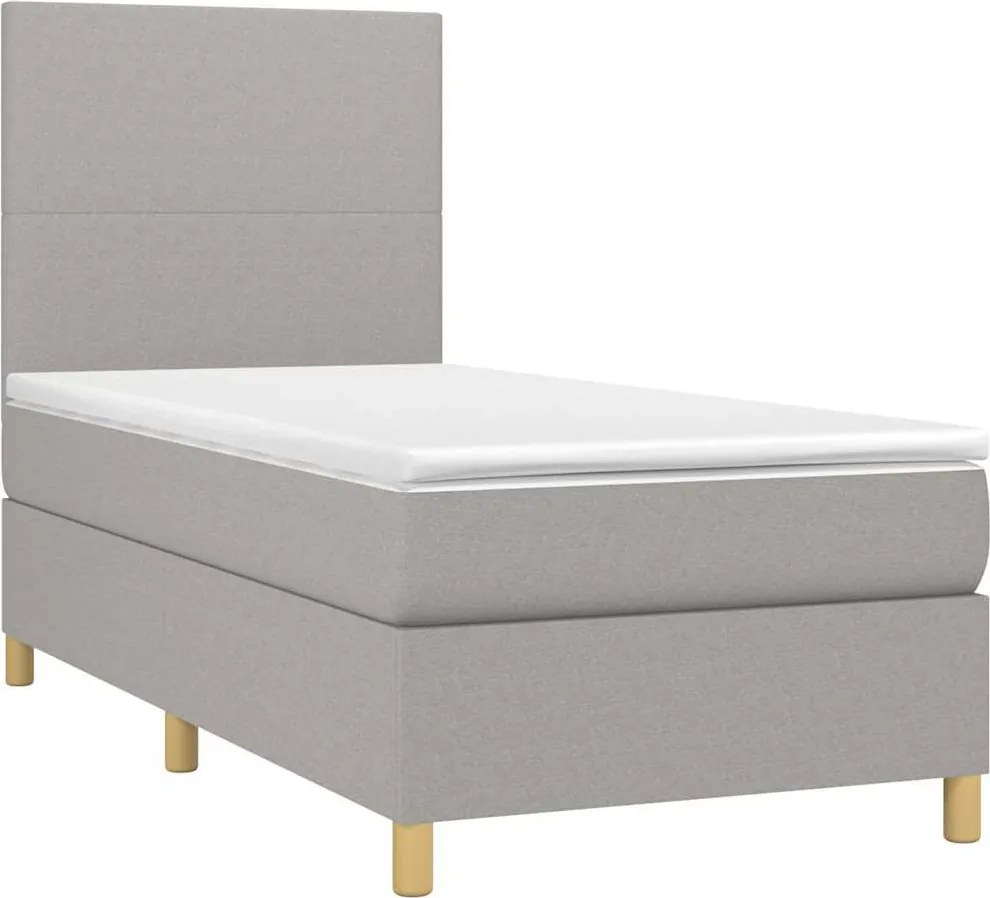 Box spring postel s matrací a LED světle šedá 100x200 cm textil 3135253