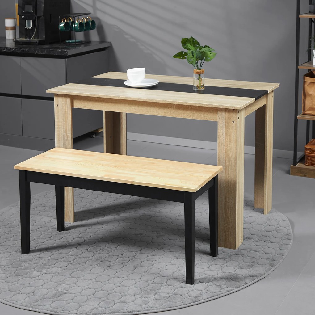 HOMCOM 2místná jídelní lavice z borovicového dřeva, kuchyňská lavice do obývacího pokoje do 220 kg, přírodní, 102x36x45cm, robustní a stylová