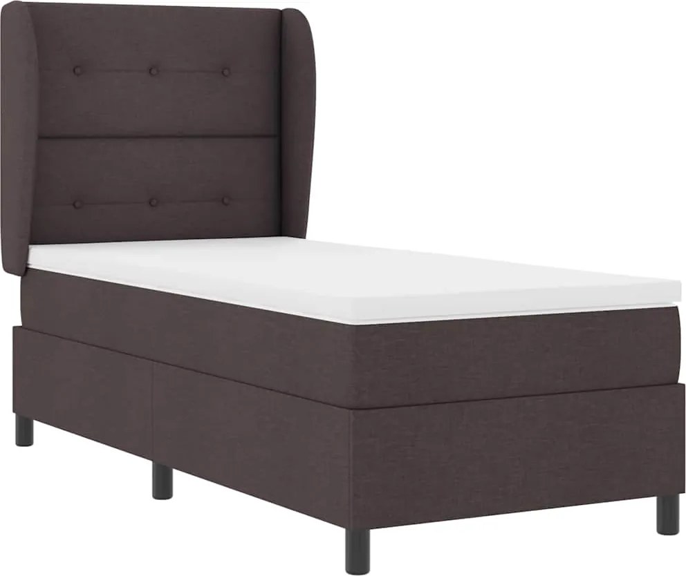 Postel s boxspringem s čelo Tmavě hnědá 90 x 190 cm textil 3340539