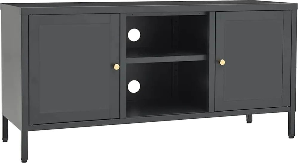 TV stolek antracitový 105 x 35 x 52 cm ocel a sklo 336060