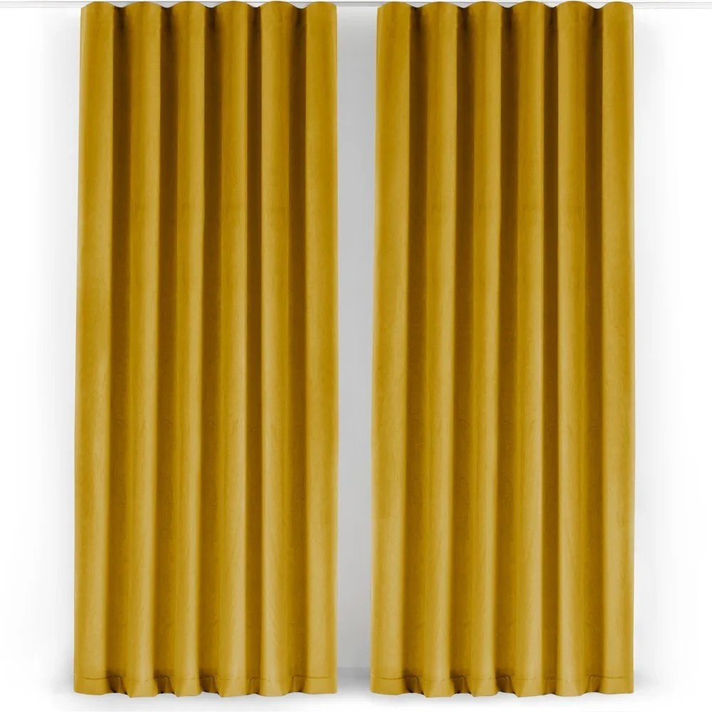 Sametový dimout závěs v hořčicové barvě 140x300 cm Velto – Filumi