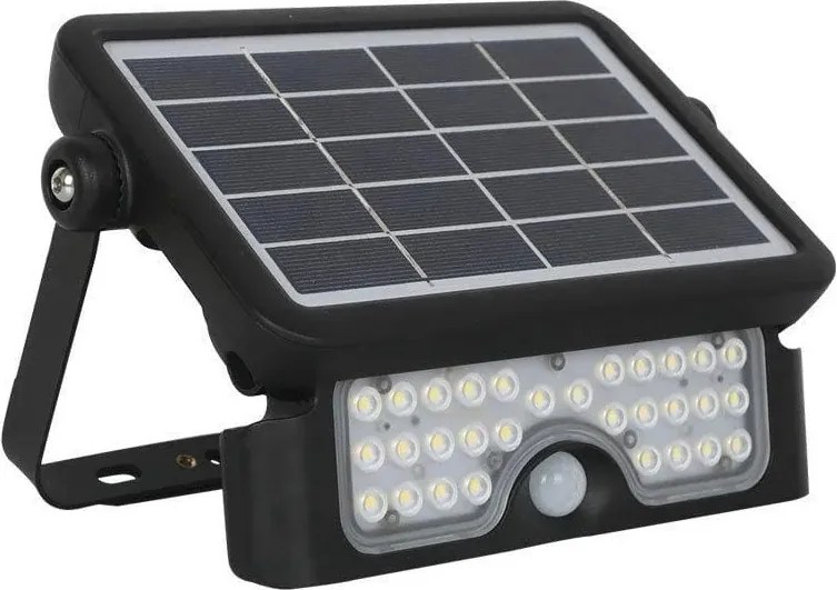 Solární Led reflektor V-tac 5W VT-777-5, 500lm, IP65, černý, V-tac