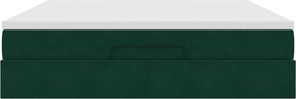 Osmanský rám postele s matrací tmavě zelená 180x200cm samet 3311204