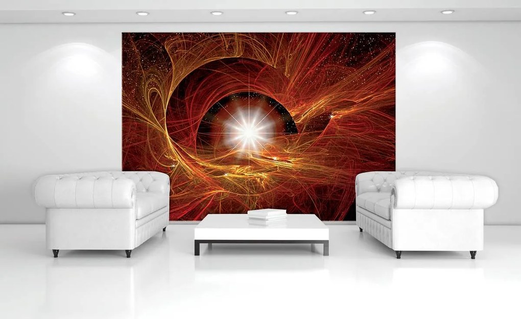 Fototapeta - Zlatá abstraktní Supernova (254x184 cm)
