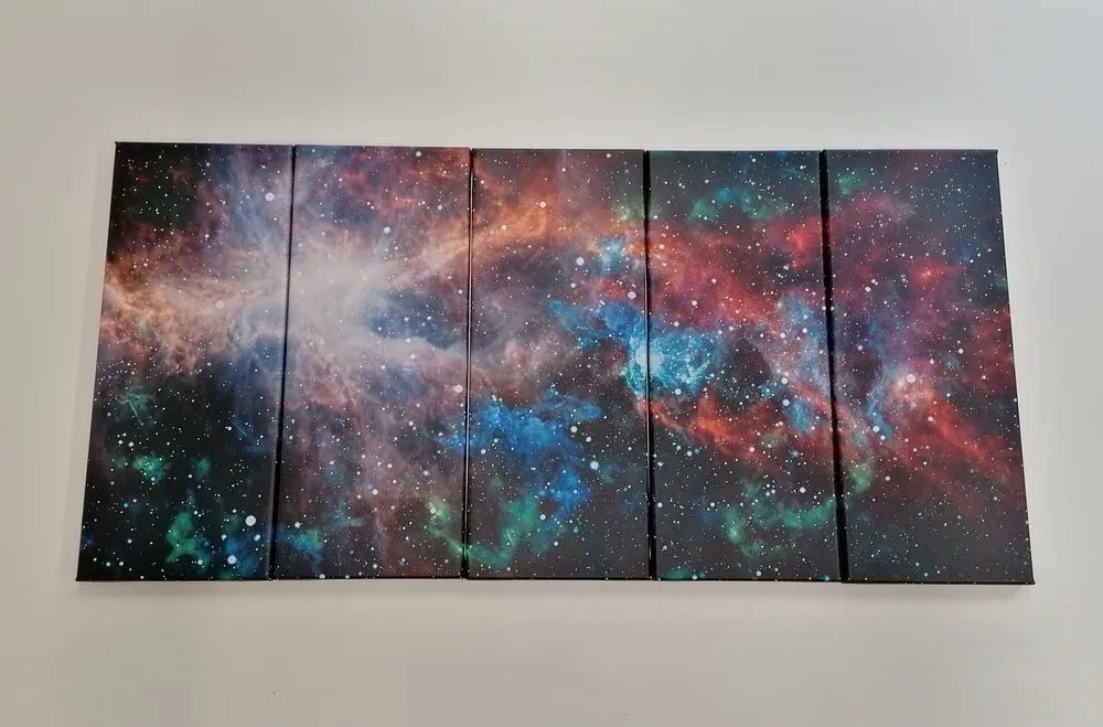 5-dílný obraz nekonečná galaxie - 200x100 cm