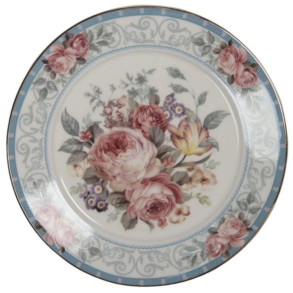 Porcelánový dezertní talířek se zlatou linkou Peony Rosé - Ø 21*2 cm