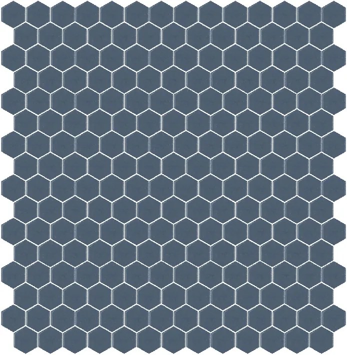 Hisbalit Skleněná mozaika modrá Mozaika 318A SATINATO hexagony 2,3x2,6 (33,33x33,33) cm - HEX318ALH