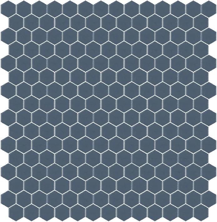 Hisbalit Obklad skleněná modrá Mozaika 318A MAT hexagony  hexagony 2,3x2,6 (33,33x33,33) cm - HEX318AMH