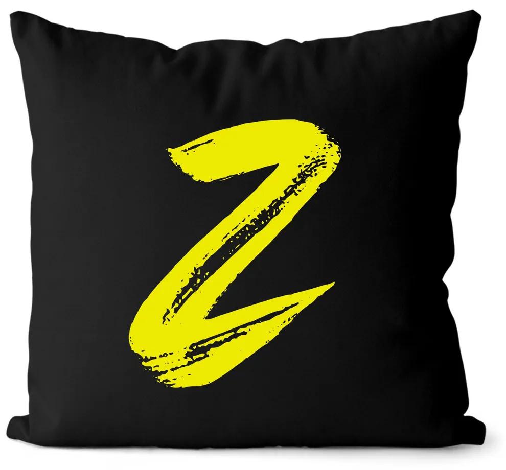 Polštář – písmeno Z (Velikost: 40 x 40 cm, Barva: Žlutá)