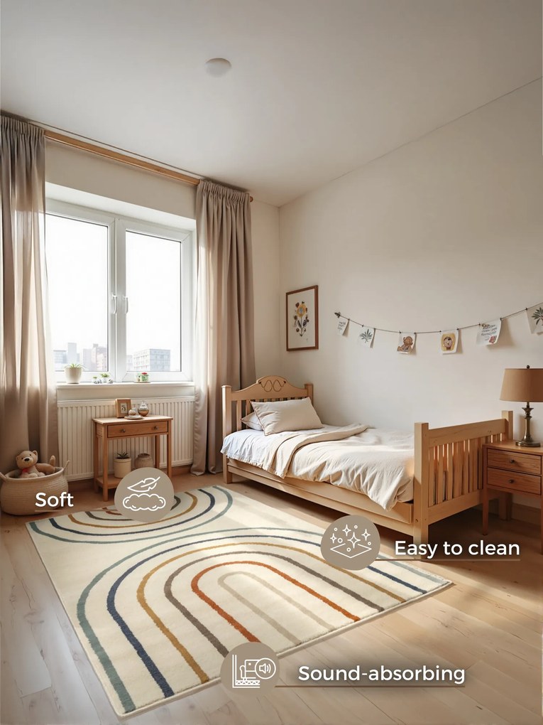 Hanse Home, Dětský koberec Adventures 106212 Cream Multicolor, 160x235, bílá, dětský pokoj
