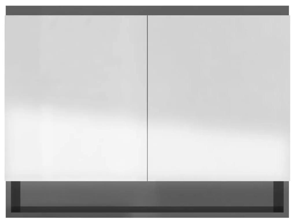 vidaXL Koupelnová skříňka se zrcadlem 80 x 15 x 60 cm MDF zářivě šedá