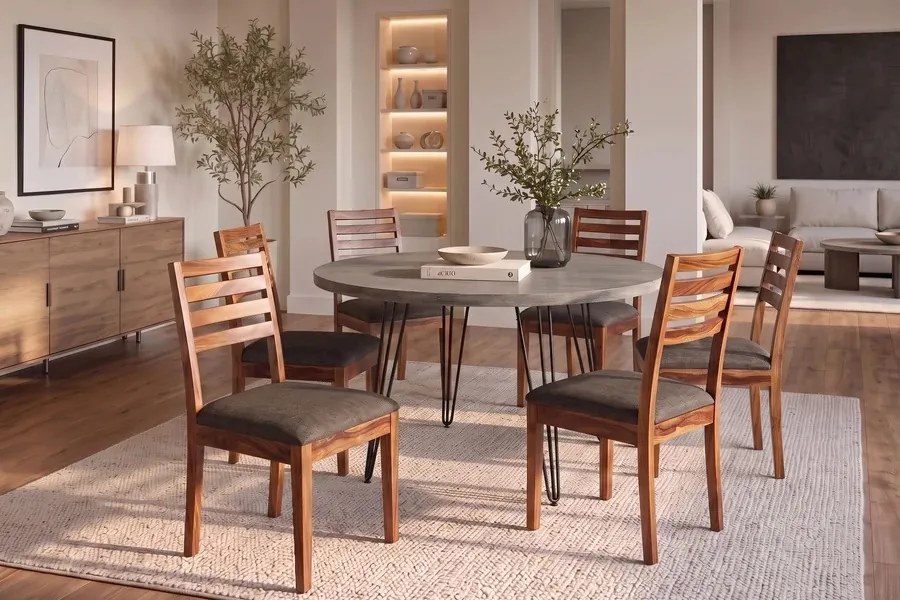 Designová židle Timber Sheesham / šedo-hnědá