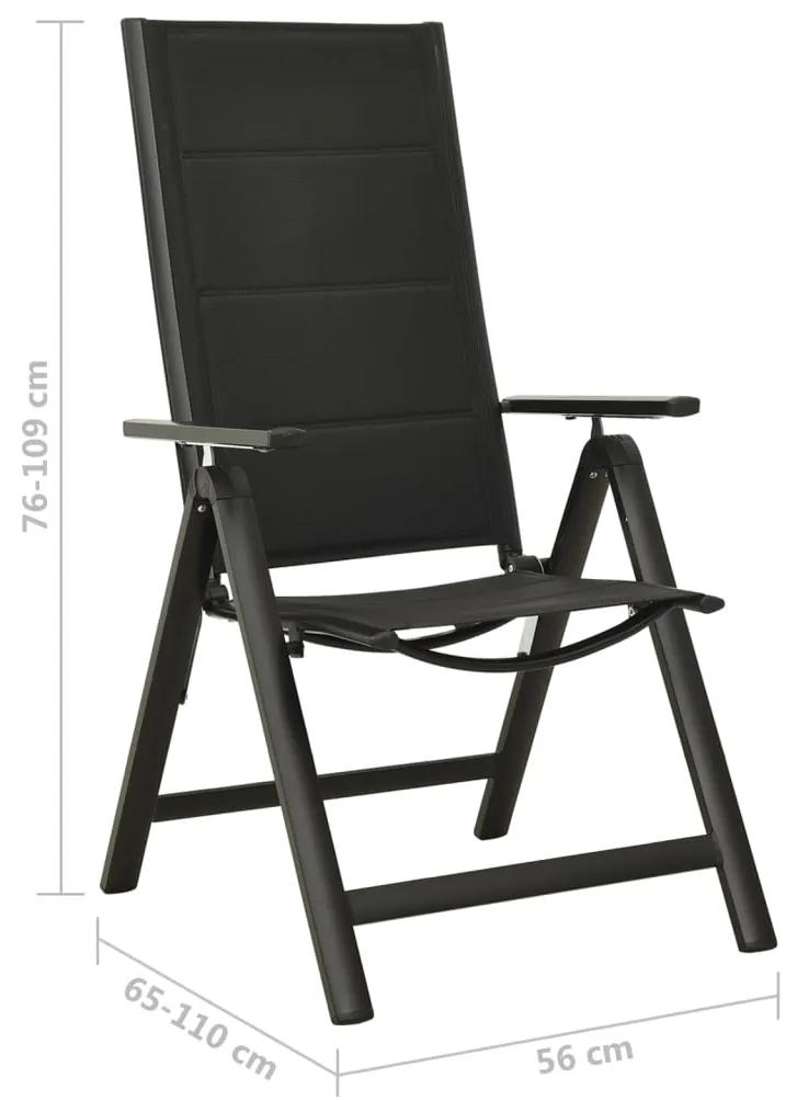 Skládací zahradní židle 2 ks textilen a hliník černé,  312189