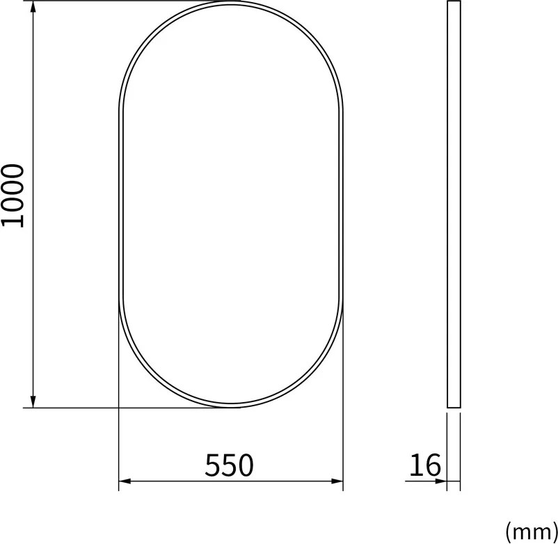Erga Oval, oválné zrcadlo 55x100cm, zlatý rám, ERG-V01-OVAL-5510-GD