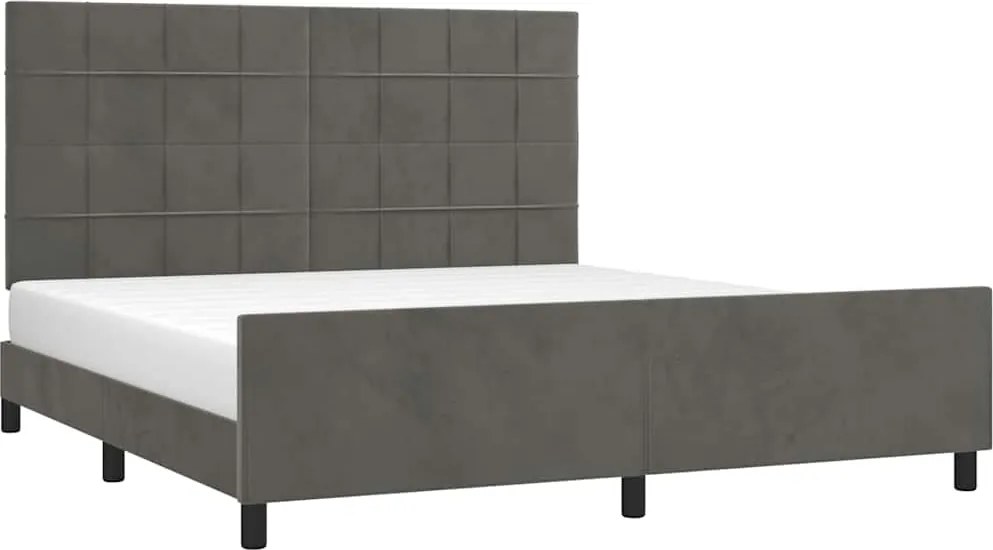 Rám postele bez matrace tmavě šedý 160 x 200 cm samet 3125764