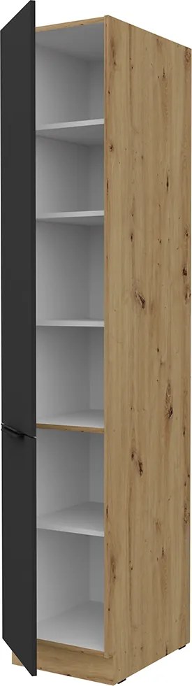ARIA ac | vysoká skříňka 40 DK-210 2F potravinová s policemi | 40 cm | ANTI FINGERPRINT povrch | artisan/černá